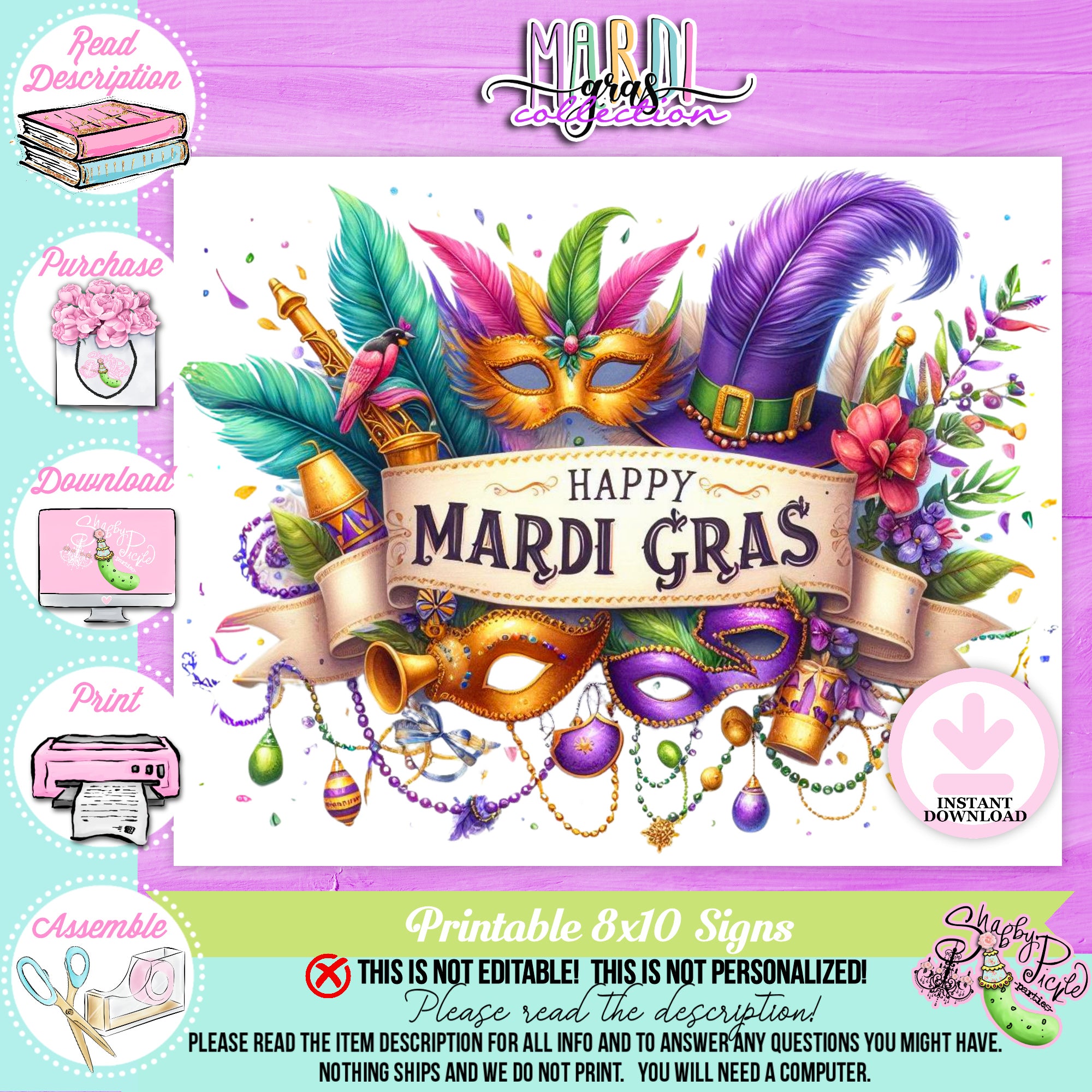 Mardi Gras-FREE Party Sign-Happy Mardi Gras Sign-FREEBIE-Sign-Mardi Gr ...