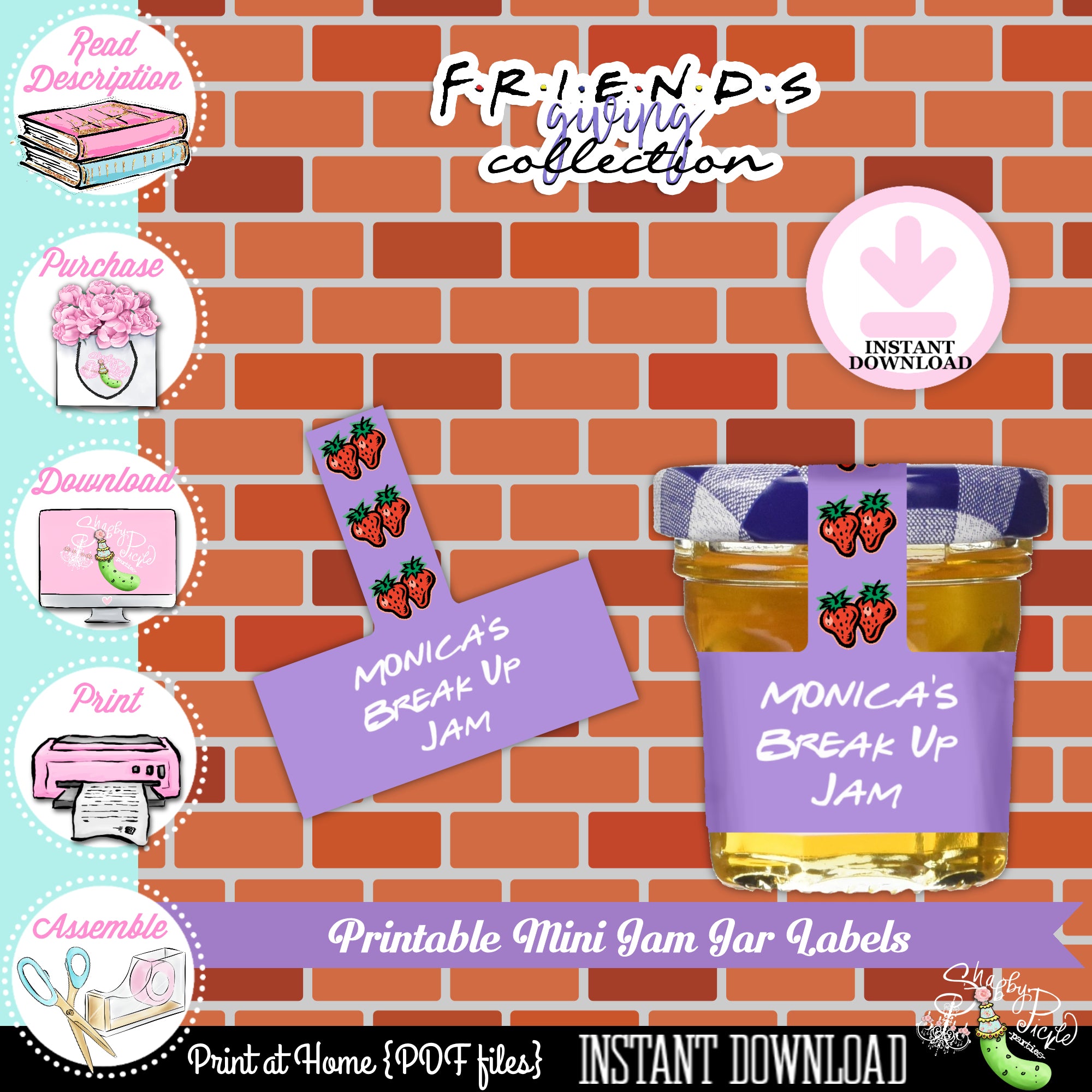 Friendsgiving-Monica's Breakup Jam Labels-Mini Jams-Printable-Friends – Shabby Pickle Parties