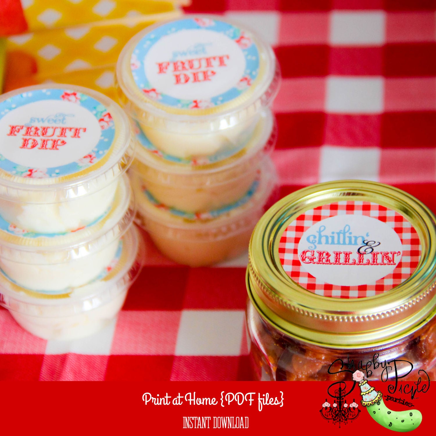 Vintage BBQ-Buffet Circle Labels-Stickers-Sauce Cup Label-Party Printa ...