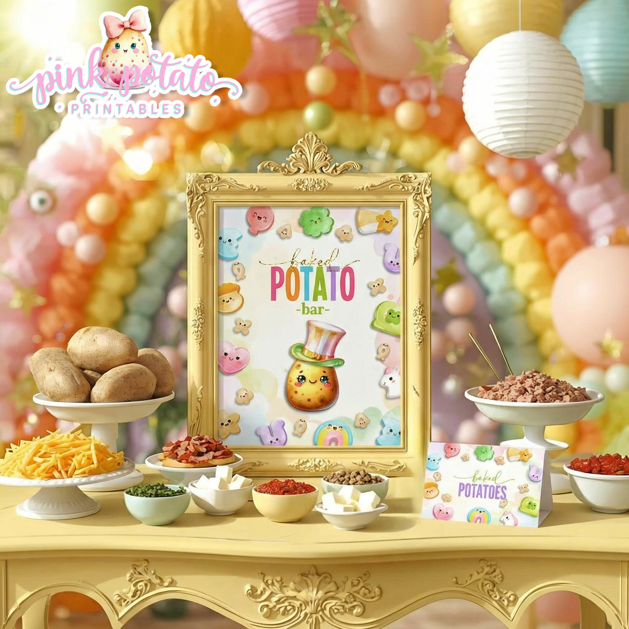 Charmed-Baked Potato Bar Buffet Sign & Tent Cards-Baked Potato Buffet ...