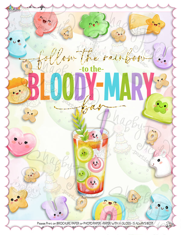 Charmed-8x10 Bloody Mary Bar Sign-Party Signs-BloodyMary-Cocktail Sign ...