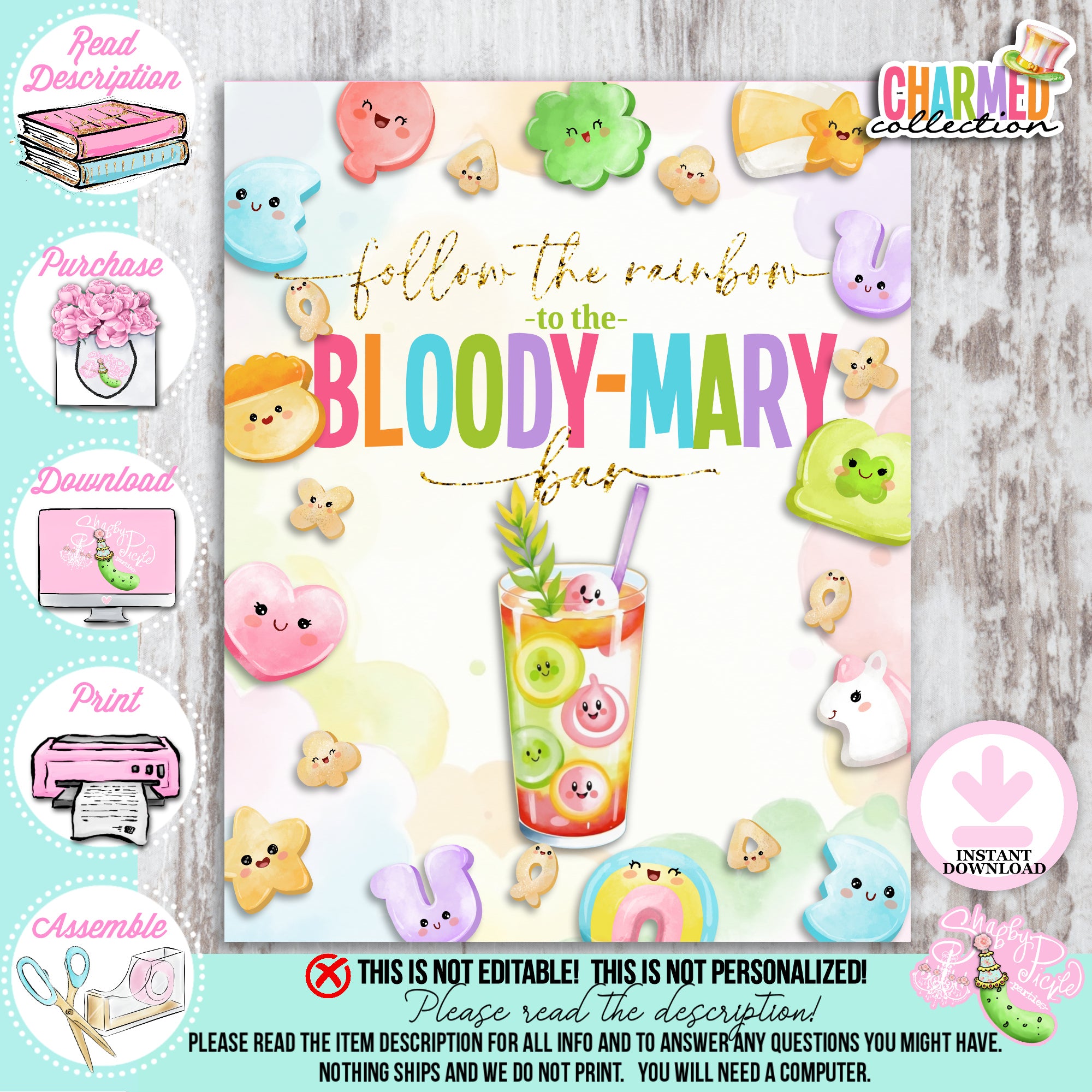 Charmed-8x10 Bloody Mary Bar Sign-Party Signs-BloodyMary-Cocktail Sign ...