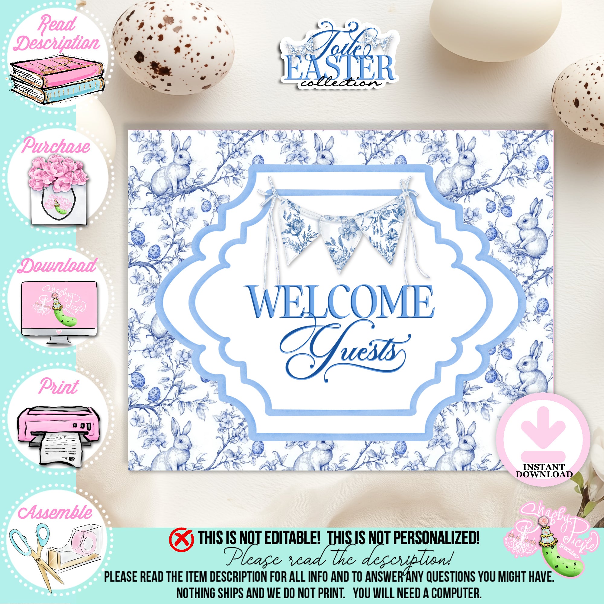 Toile Easter-Welcome Guest Sign-Eater Sign-Welcome Sign-Fancy Easter-P ...