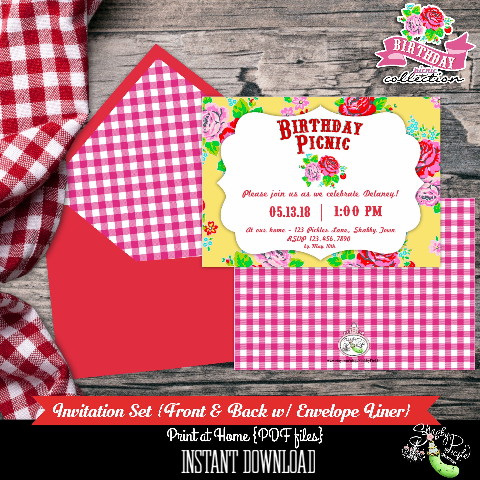 Birthday Party Picnic EDITABLE Invites-Printable-Birthday Invitation-P ...
