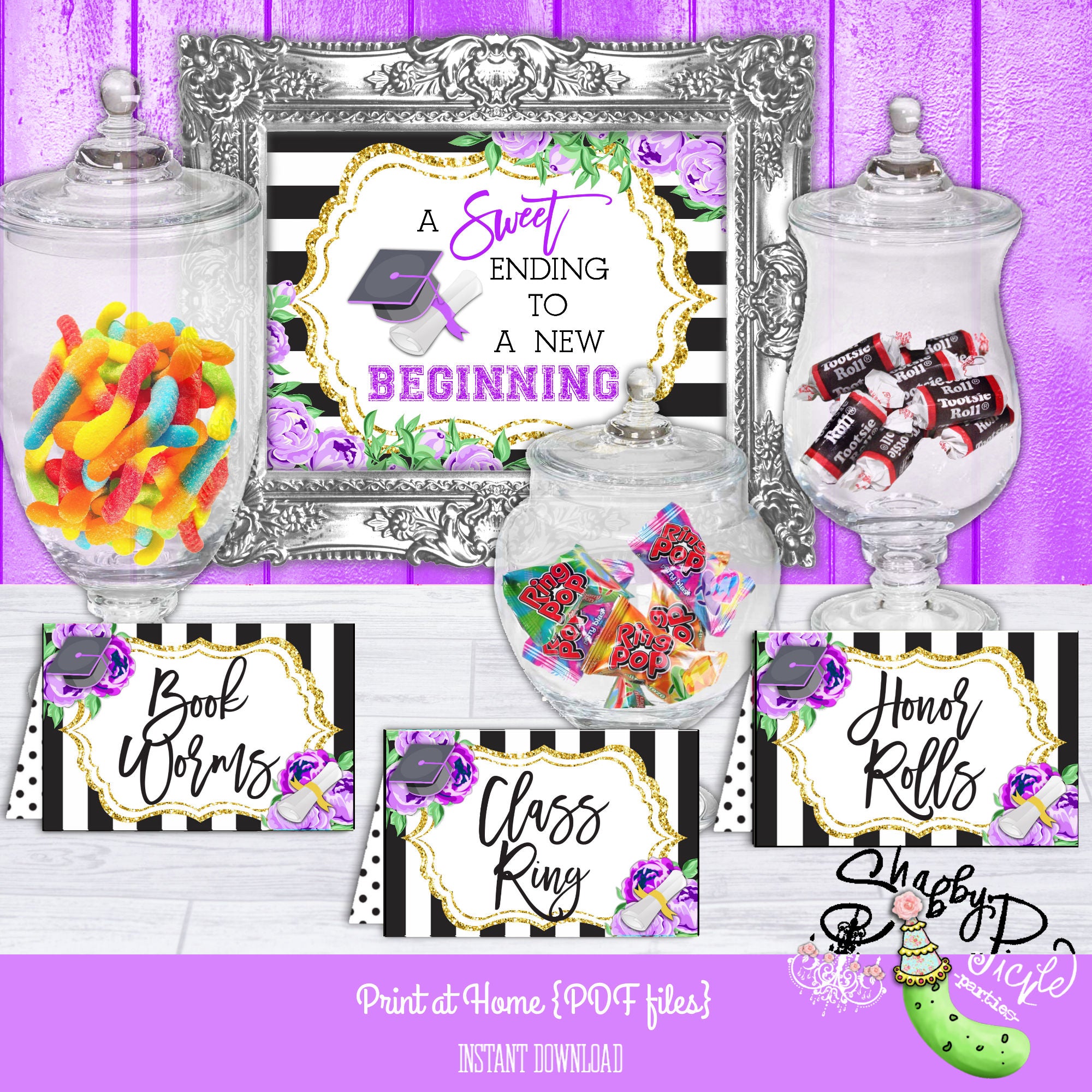 Kate Spade Inspired Graduation Candy Buffet-Purple-Candy Bar-16 Candy ...