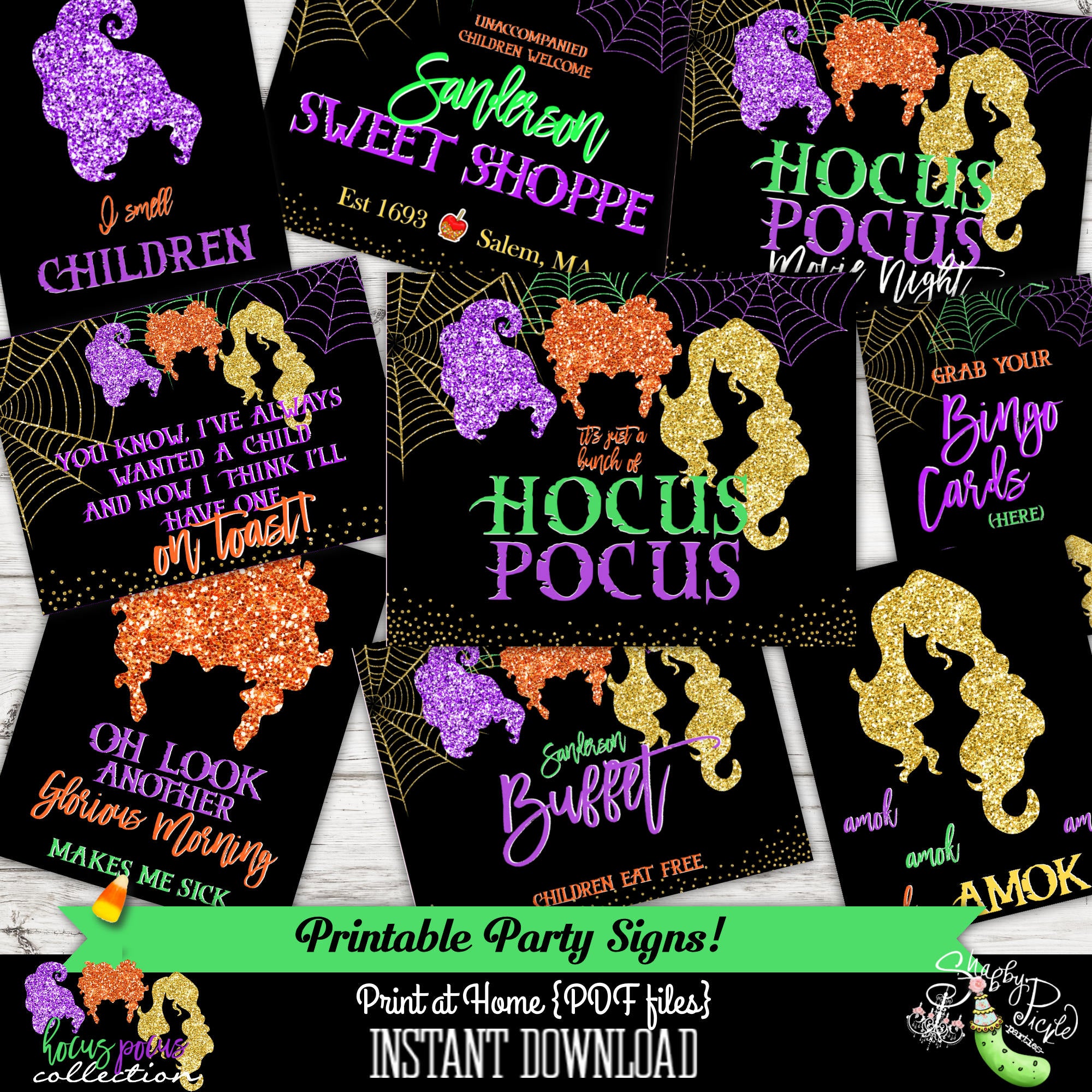 Hocus Pocus Halloween Signs-Printable-Movie Night-Birthday Signs-Hallo ...