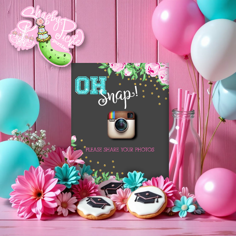 Kate Spade (2) Inspired Oh Snap Sign-Graduation Signs-Party Sign-Gradu ...