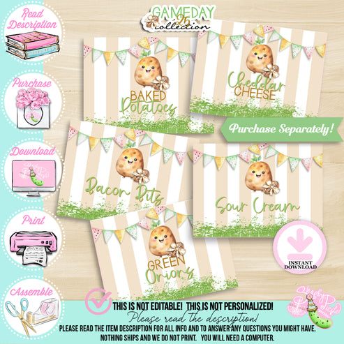 Gameday 25-Mashed Potato Bar Sign-8x10-Game Day-Superbowl-Football-Buf ...