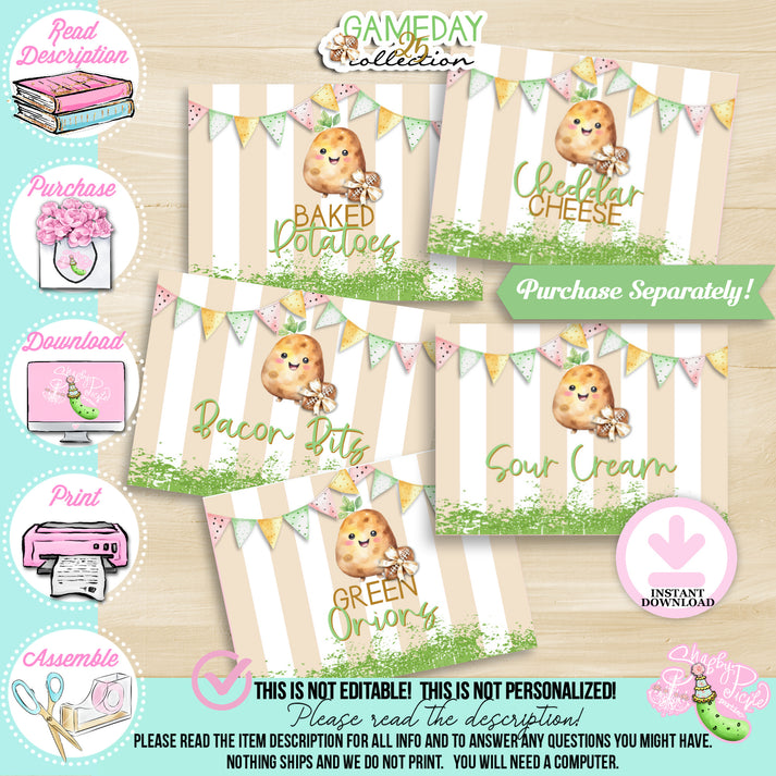 Gameday 25-Mashed Potato Bar Sign-8x10-Game Day-Superbowl-Football-Buf ...