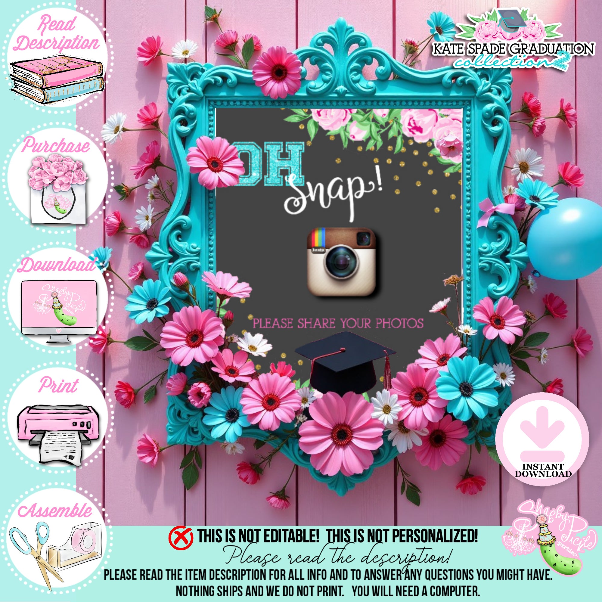 Kate Spade (2) Inspired Oh Snap Sign-Graduation Signs-Party Sign-Gradu ...