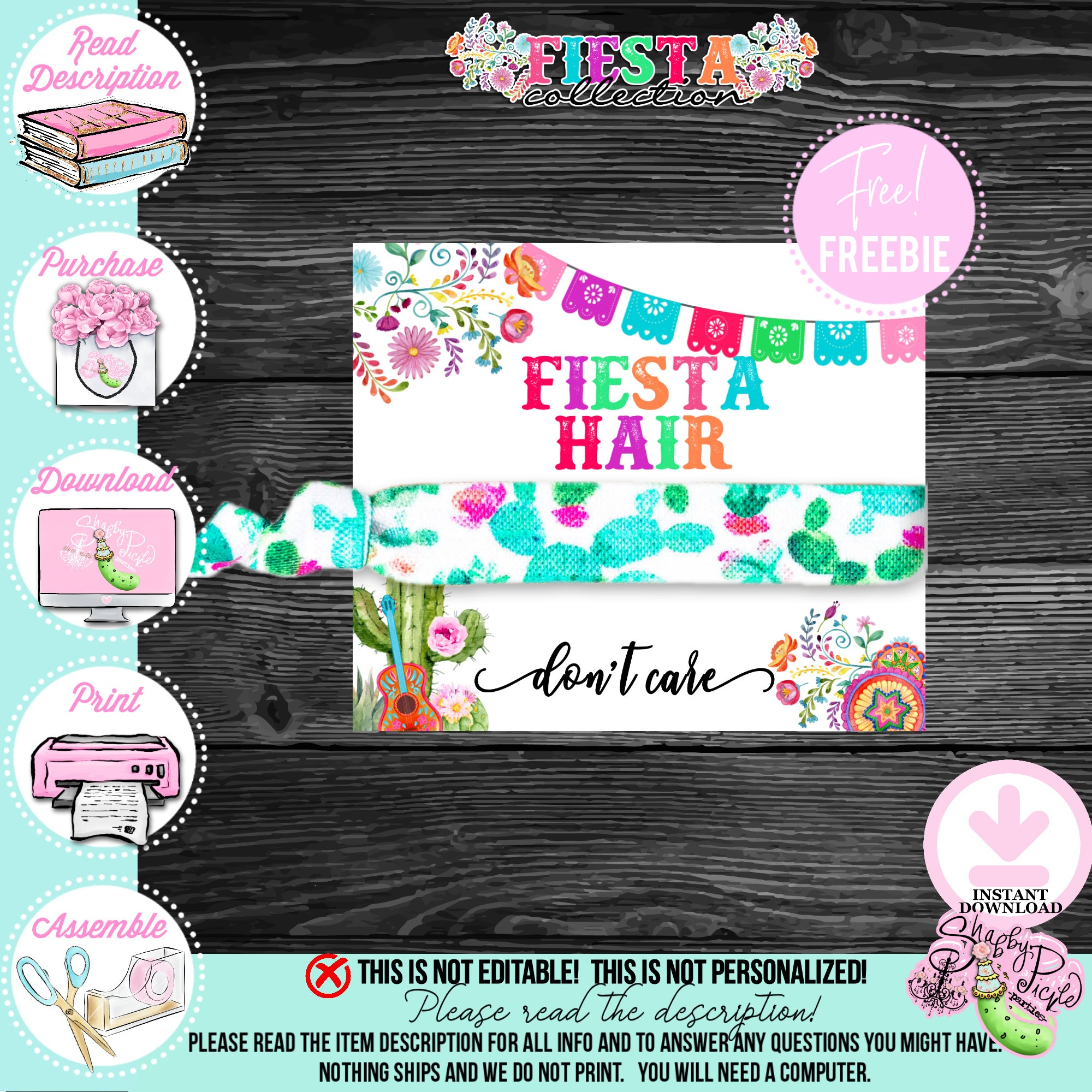 Fiesta-HAIR TIE CARD-Fiesta Hair Don't Care-Hair Tie Holder-Hair Elast ...