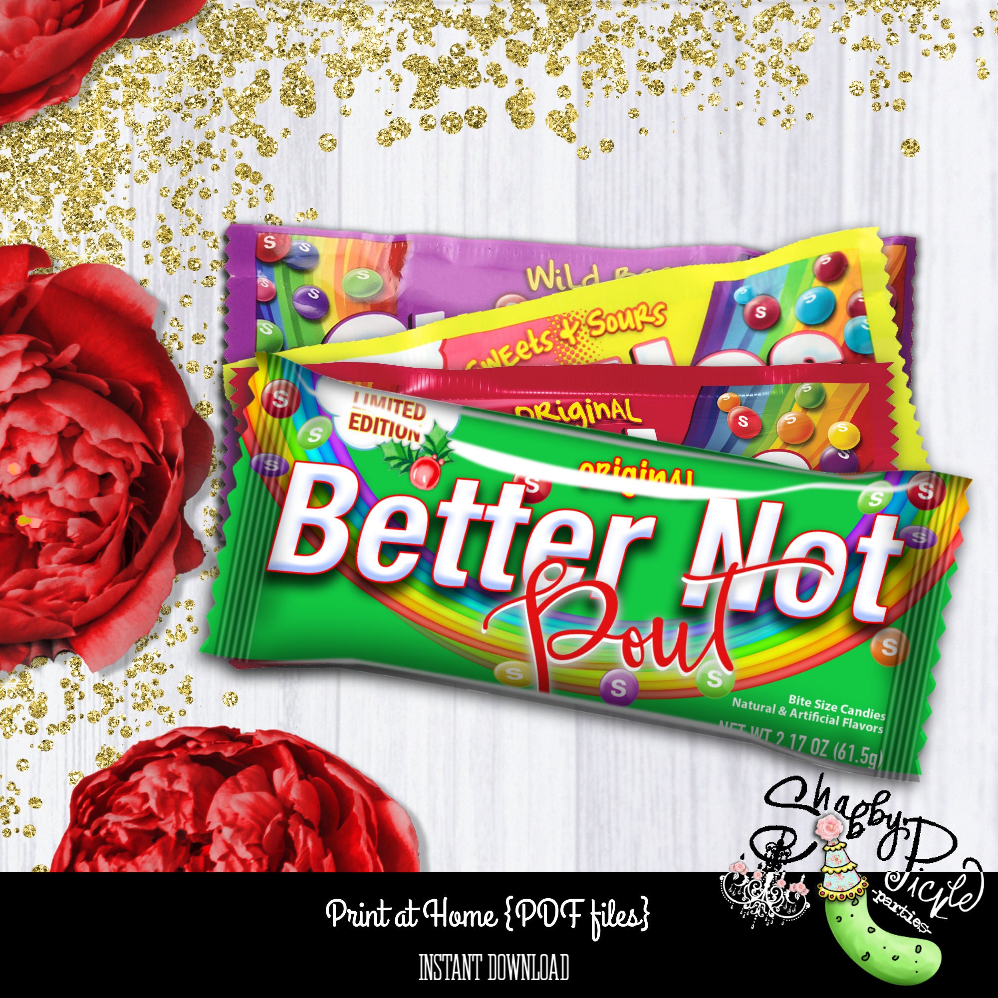 Better Not Pout-Skittles Candy Wrapper-Printable Party Favors-Custom W ...